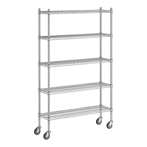 Regency 12" x 42" x 70" NSF Chrome Mobile Wire Shelving Starter Kit ...