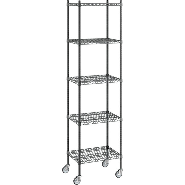 Regency 18" x 24" x 92" NSF Black Epoxy Mobile Wire Shelving Starter ...