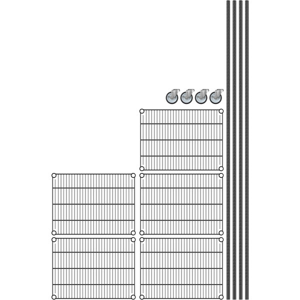 Regency 18" x 24" x 92" NSF Black Epoxy Mobile Wire Shelving Starter ...