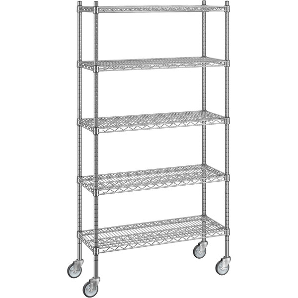 Regency 14" x 36" x 70" NSF Chrome Mobile Wire Shelving Starter Kit ...