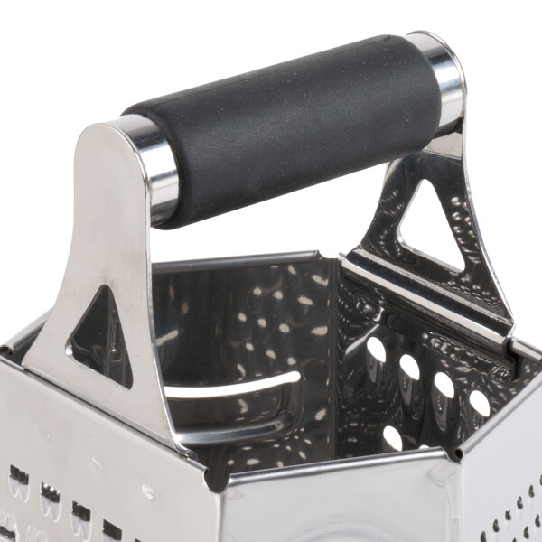 Tablecraft SG204BH 9 1/2" 6-Sided Stainless Steel Box Grater with Soft Grip