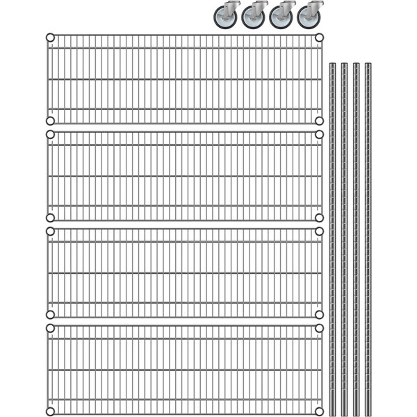 Regency 14" x 42" x 60" NSF Chrome Mobile Wire Shelving Starter Kit ...