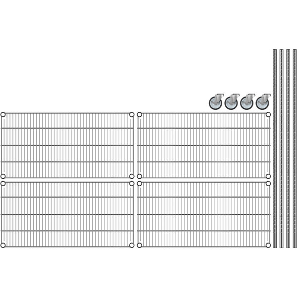 Regency 18" x 36" x 60" NSF Chrome Mobile Wire Shelving Starter Kit ...