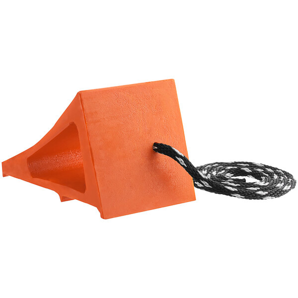Cortina 8 1/2" x 6" x 5 3/4" Medium Orange Hollow Wheel Chock with Eye ...
