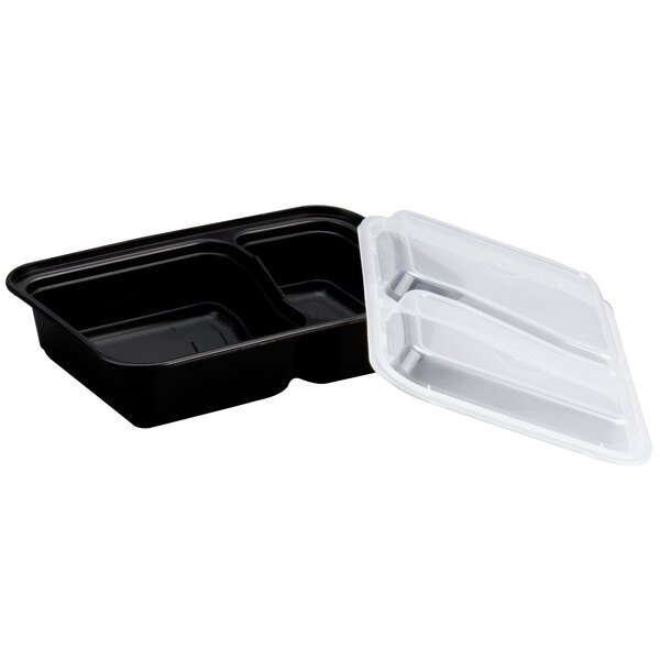 Pactiv Newspring NC8288B Black 30 oz. VERSAtainer 2 Compartment 8 1/2 ...