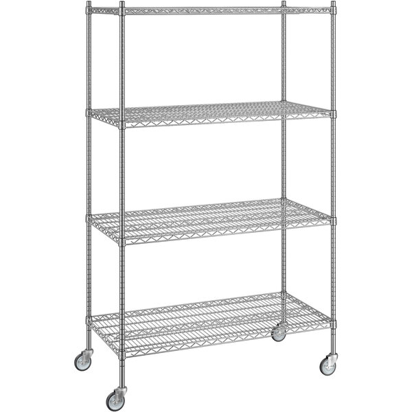 Regency 24" x 48" x 80" NSF Chrome Mobile Wire Shelving Starter Kit ...