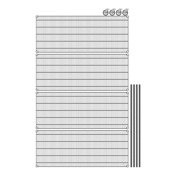 Regency 24" x 60" x 60" NSF Black Epoxy Mobile Wire Shelving Starter ...