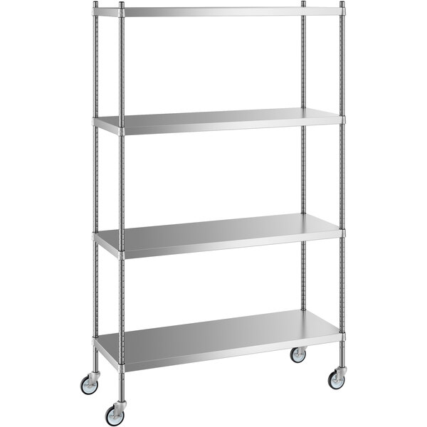 Regency 18" x 48" x 80" NSF Solid Stainless Steel Mobile Shelving ...