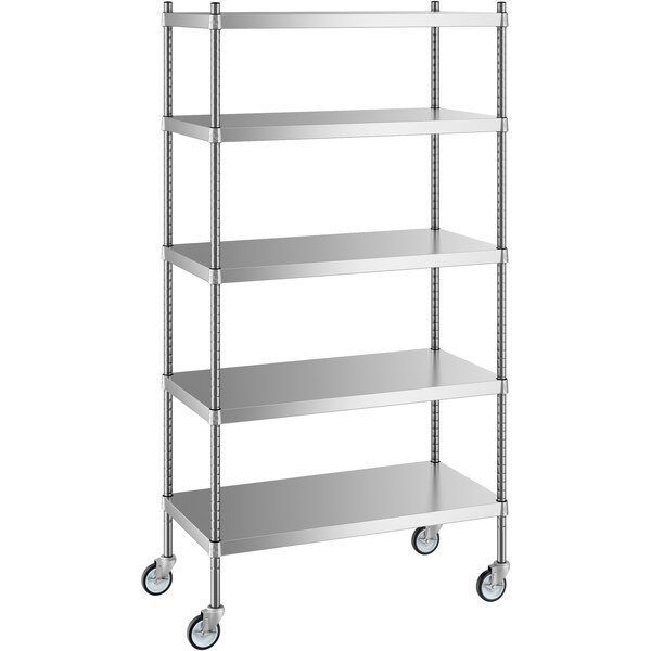 Regency 18" x 36" x 70" NSF Solid Stainless Steel Mobile Shelving ...
