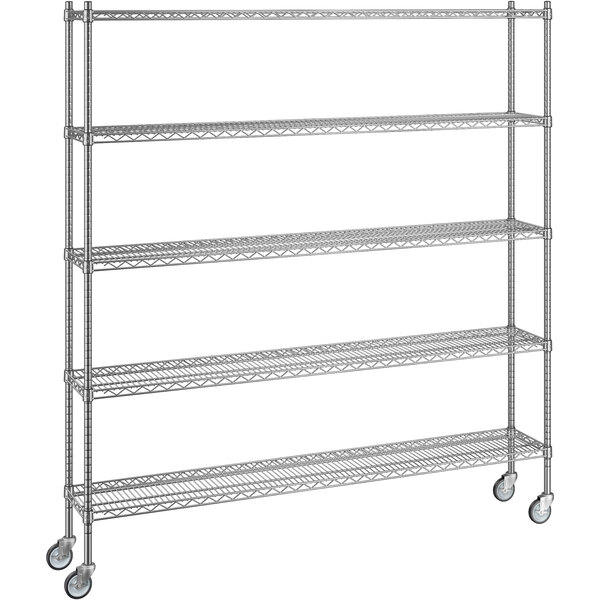 Regency 12" x 72" x 80" NSF Chrome Mobile Wire Shelving Starter Kit ...