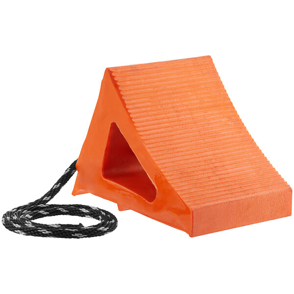 Cortina 10 1/2" x 7" x 7 3/4" Large Orange Hollow Wheel Chock with Eye ...