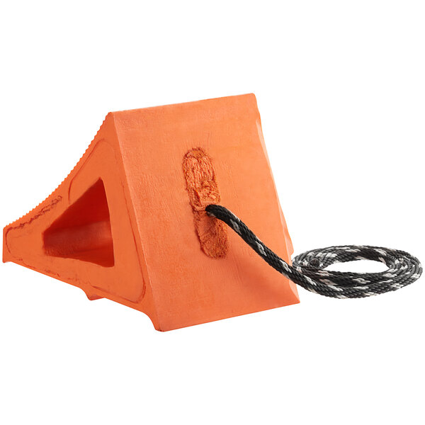 Cortina 10 1/2" x 7" x 7 3/4" Large Orange Hollow Wheel Chock with Eye ...