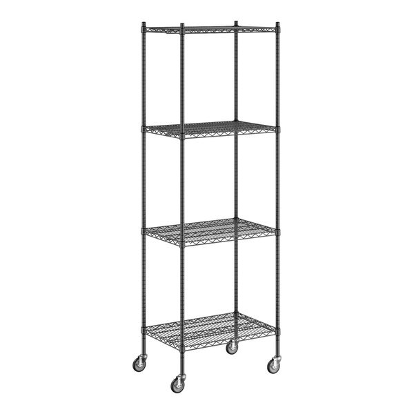Regency 21" x 30" x 92" NSF Black Epoxy Mobile Wire Shelving Starter ...