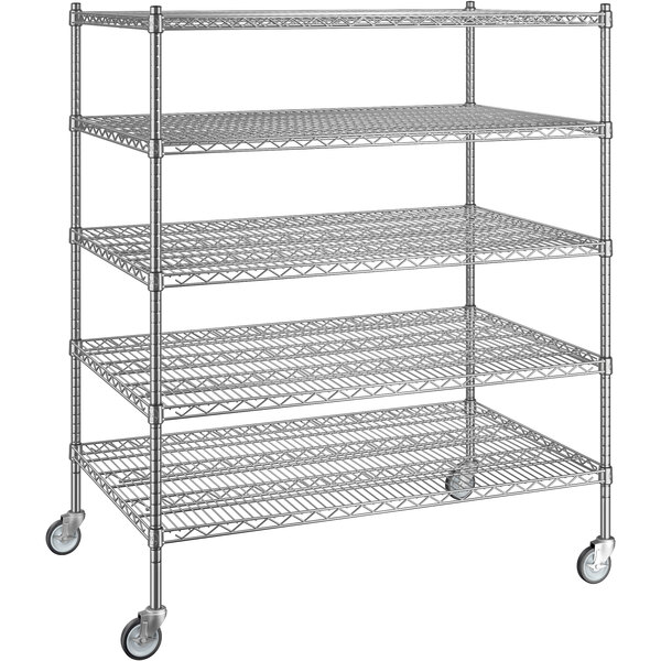 Regency 30" x 48" x 60" NSF Chrome Mobile Wire Shelving Starter Kit ...