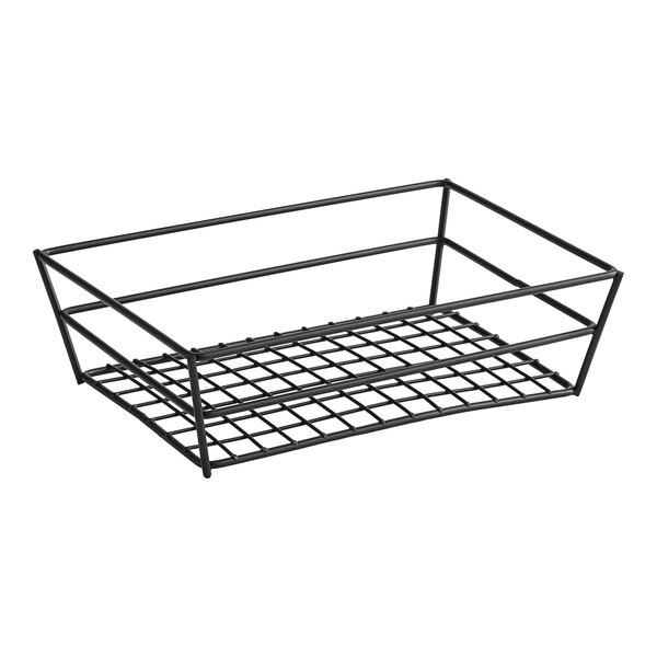 American Metalcraft RMB95B Black Rectangular Small Grid Basket - 9" x 6 ...