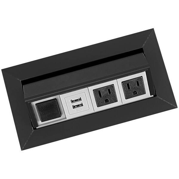 Safco Black Power Module with 1 Data, 2 Power, and 2 USB Outlets
