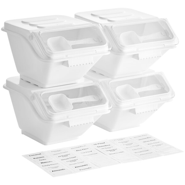 Baker's Lane Set of 4 2.6 Gallon / 40 Cup Ingredient Shelf Bins with 6 ...