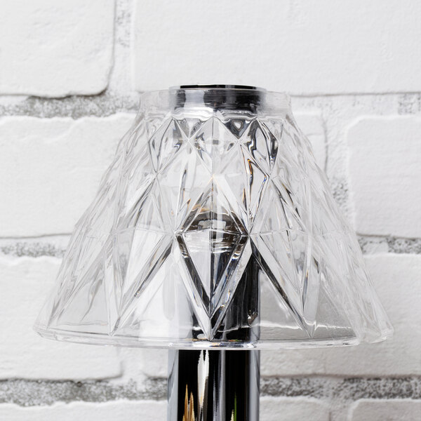 Sterno 85442 Table Lamp Glass Diamond Cut Clear Shade