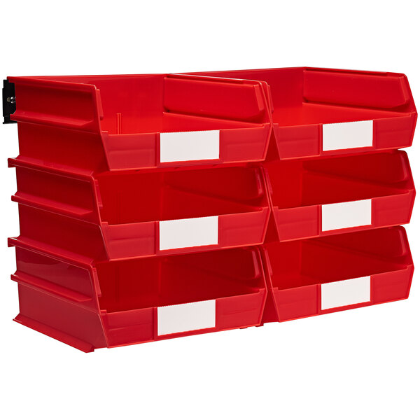 Triton Products LocBin Wall Storage System with (6) 10 7/8" Red Bins ...