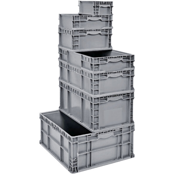 Quantum 12" x 15" x 5" Heavy-Duty Gray Stacker Straight Wall Container ...