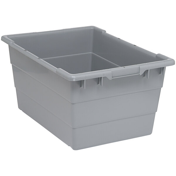Quantum 14.38 Gallon Gray Cross Stack Tub with Built-In Handle Grips ...
