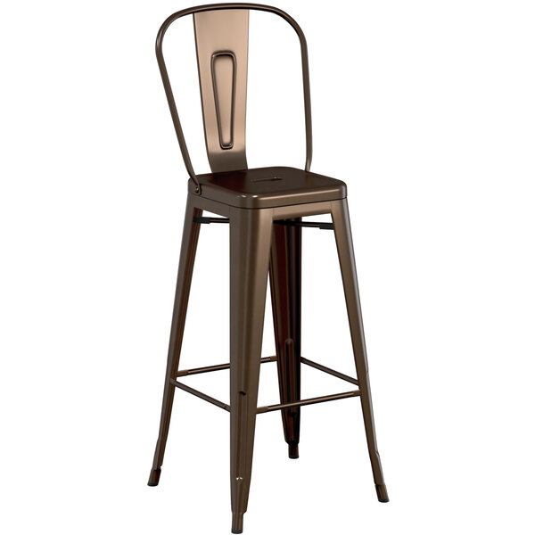 Lancaster Table & Seating Alloy Series Copper Indoor Cafe Barstool with ...