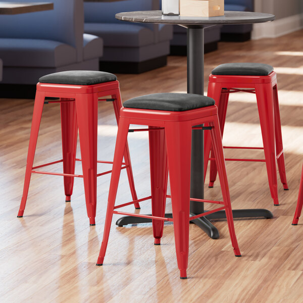 Lancaster Table & Seating Alloy Series Ruby Red Indoor Backless Counter ...