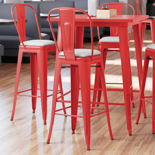 Lancaster Table & Seating Alloy Series Ruby Red Indoor Cafe Barstool ...