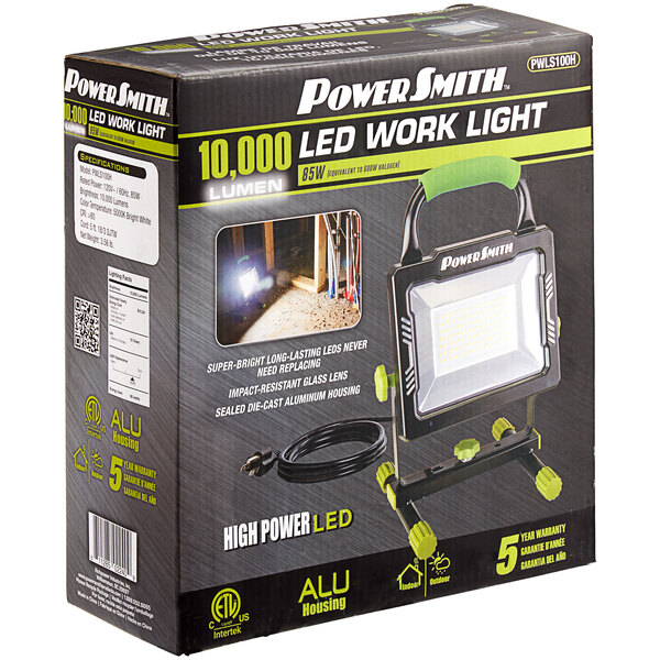 PowerSmith 10,000 Lumen Weatherproof Corded LED Work Light with 5 ...