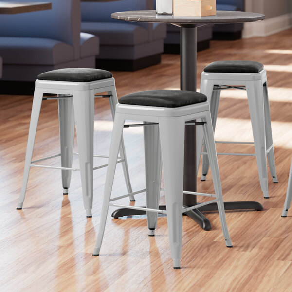 Lancaster Table & Seating Alloy Series Silver Indoor Backless Counter ...