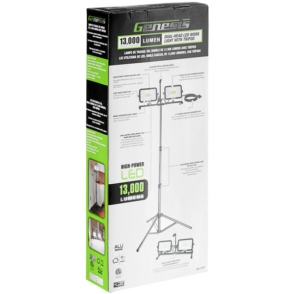 Genesis 13,000 Lumen Dual-Head LED Work Light with 64" Adjustable ...