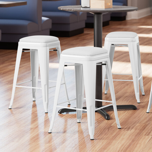 Lancaster Table & Seating Alloy Series White Indoor Backless Counter ...