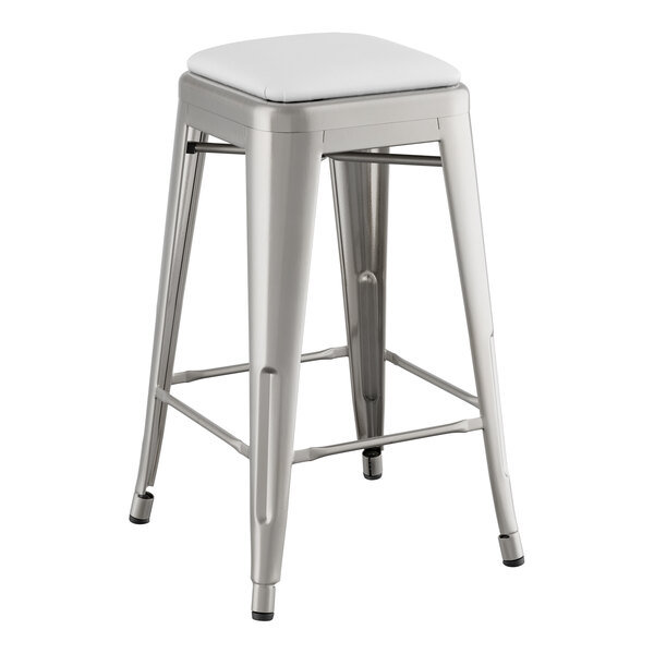 Lancaster Table & Seating Alloy Series Silver Indoor Backless Counter ...