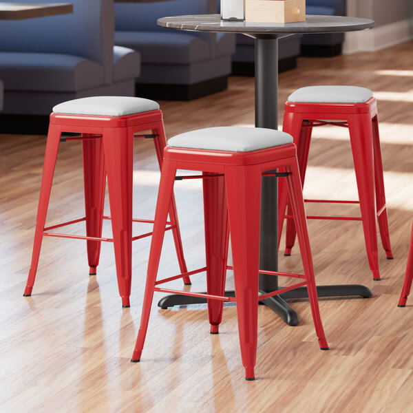 Lancaster Table & Seating Alloy Series Ruby Red Indoor Backless Counter ...