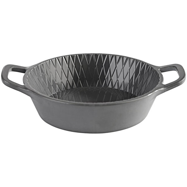 APS Minis 2.375 oz. Hammered Gray Two-Handled Melamine Bowl - 60/Case