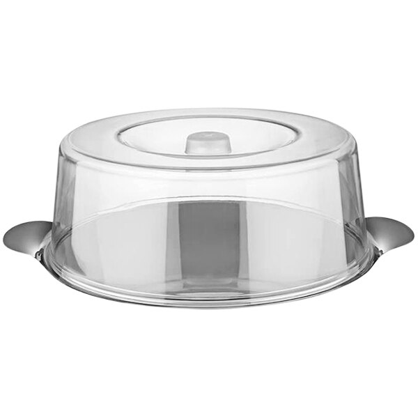 APS 11 13/16" Stainless Steel Cake Plate with Clear Plastic Cover APS 00065