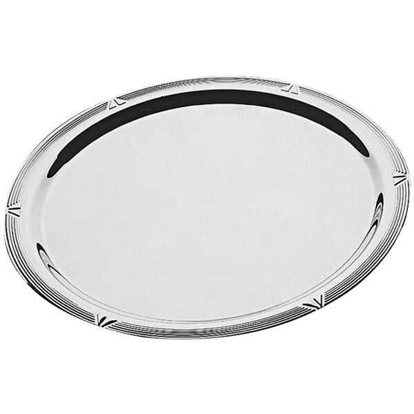 APS Profi 15" Stainless Steel Round Tray with Decorative Edge APS 11038 ...