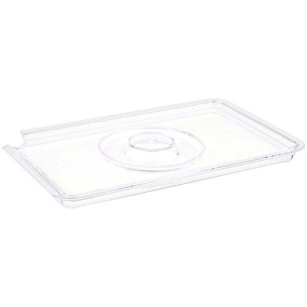 APS Universal 1/4 Size Rectangle Clear Food Pan Lid with Notch and Handle