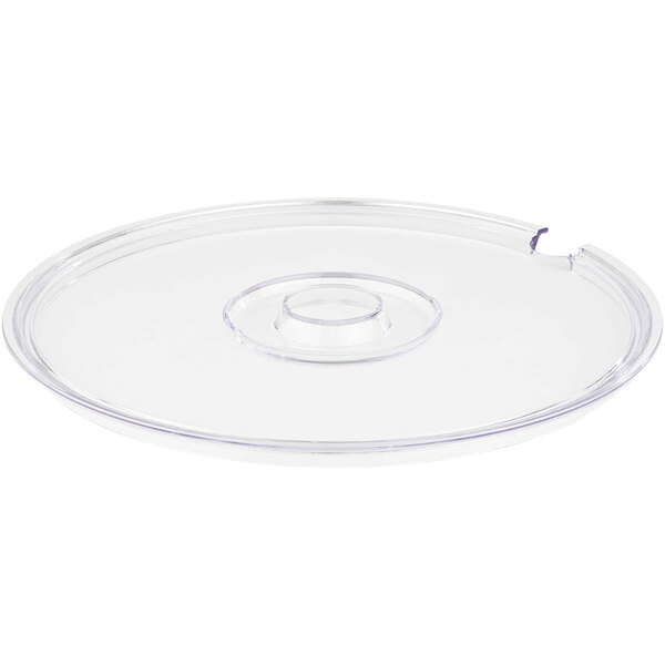APS Universal 10 1/2" Round Clear Food Pan Lid with Notch and Handle