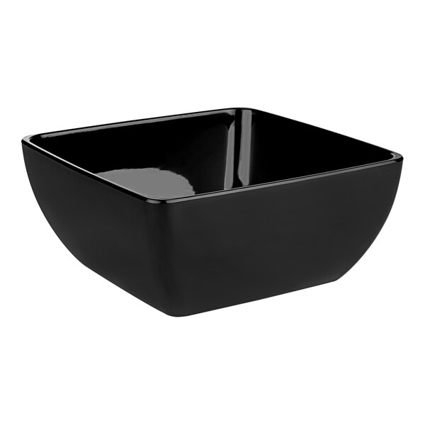 APS Pure 270 oz. Square Black Melamine Bowl - 4/Case