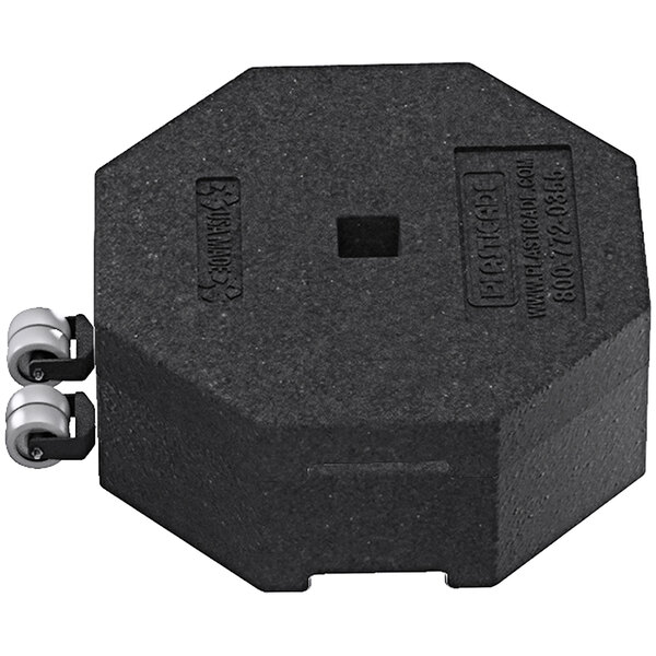 Plasticade® 90 lb. Black Square Hole Rubber Base with Wheels for ...