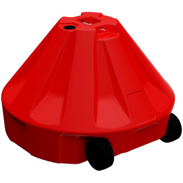 Plasticade Roll-a-Post 18" x 12" Red Fillable Plastic Base with Wheels ...