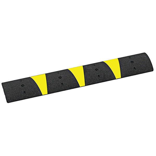 Plasticade 6' Black Rubber Speed Bump with 3 Yellow Reflective Stripes ...