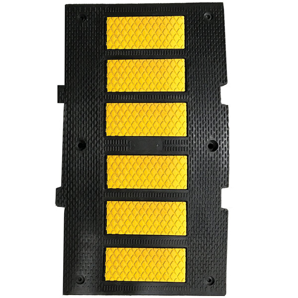 Plasticade Premium 20" x 35" x 2" Textured Black Rubber Speed Hump with ...