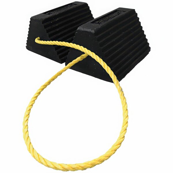 Plasticade 8" x 10" x 6" 2 Black Rubber Wheel Chocks with Rope ...