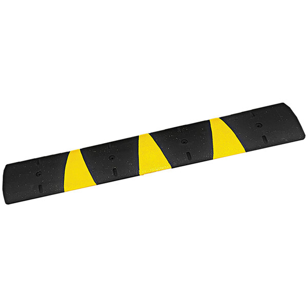 Plasticade 6' Low Profile Black Rubber Speed Bump with 3 Yellow ...