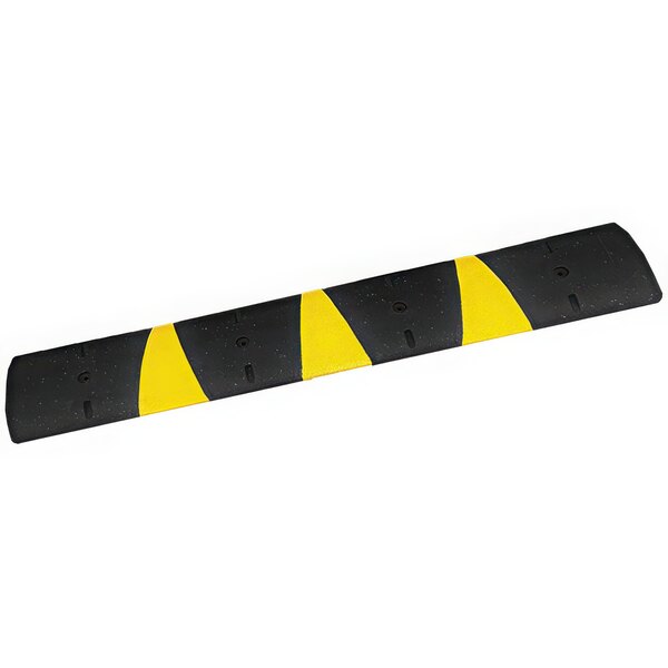 Plasticade 6' Low Profile Black Rubber Speed Bump with 3 Yellow ...