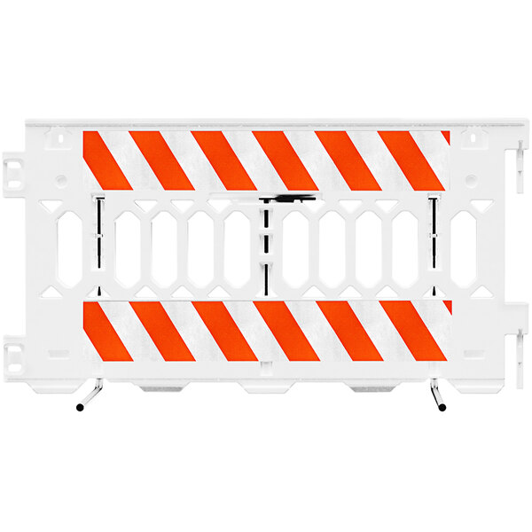 Plasticade Pathcade 6' White Left Interlocking Parade Barricade with 2 ...
