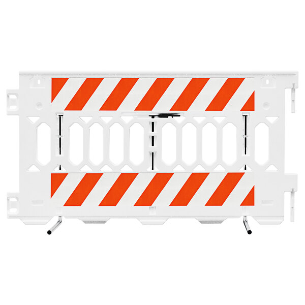 Plasticade Pathcade 6' White Right Interlocking Parade Barricade with 2 ...