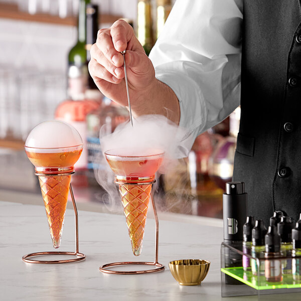 Flavour Blaster 5 oz. Ice Cream Cone Cocktail Glass with Stands - 2/Pack